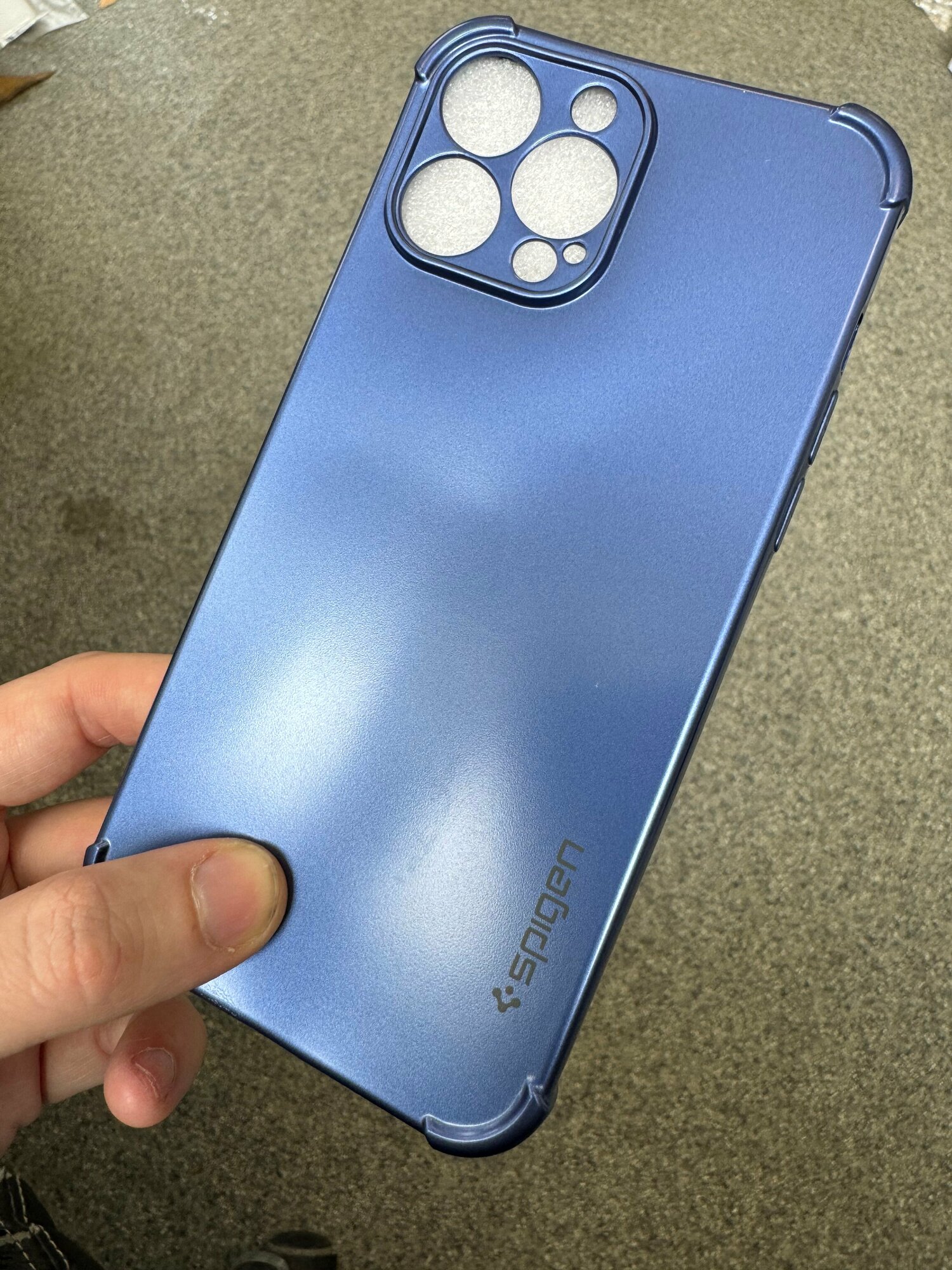 Чехол панель накладка бампер MyPads SPIGEN для iPhone 13 Pro Max тонкая силиконовая крышка синяя