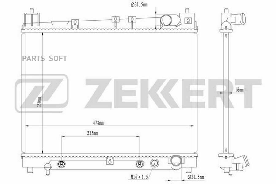 ZEKKERT MK-1582 Радиатор охлаждения двигателя Toyota Echo (P10) 99- Yaris Verso (P20) 99- ()