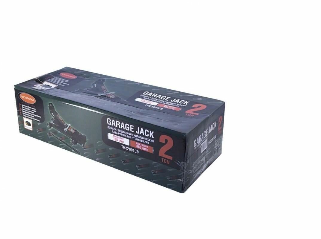 Домкрат гидравлический RF-TH22001CB подкатной 2 т (h min 135мм, h max 385мм) с резиновой накладкой ROCKFORCE