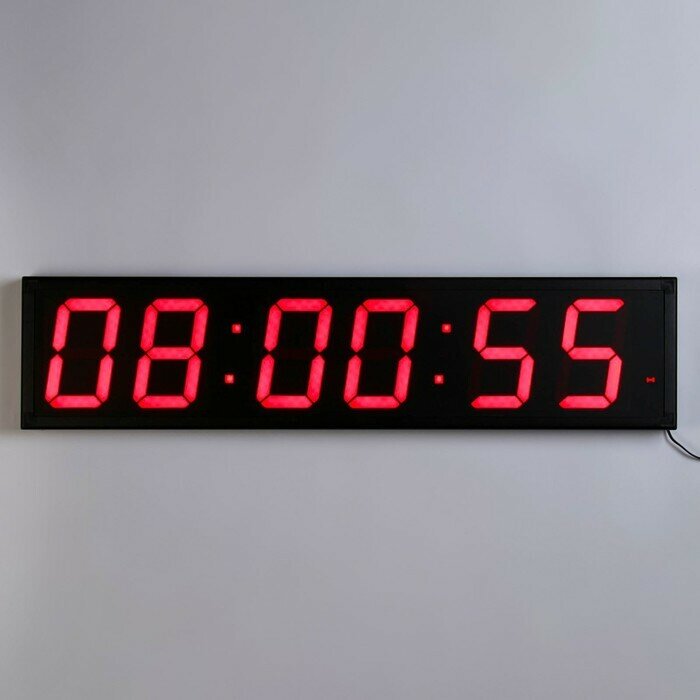 Часы настенные электронные USB "Соломон", таймер, секундомер, 97х8х23 см, красные цифры.