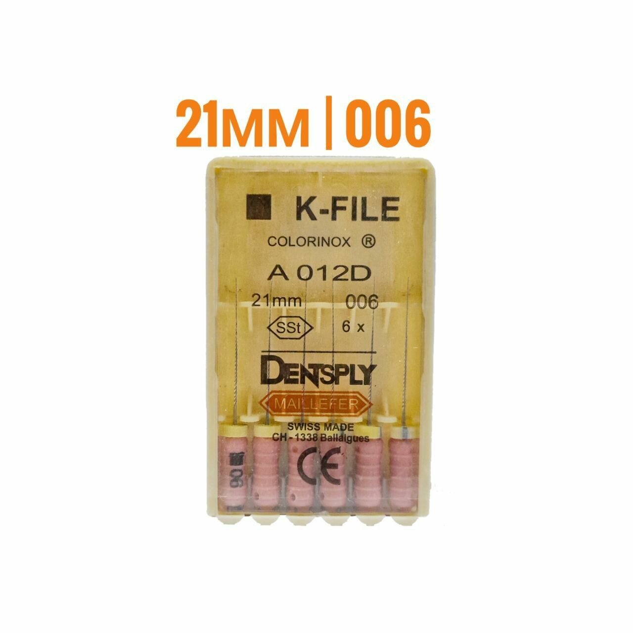 К-файлы Колоринокс/K-File Colorinox, Dentsply Maillefer,№006 21мм 6шт-каналорасширитель ручной. от Dentalrus