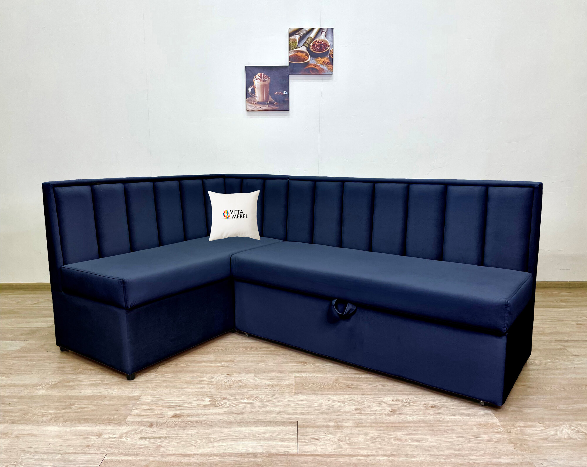 Кухонный уголок Santorini угол левый, темно-синий