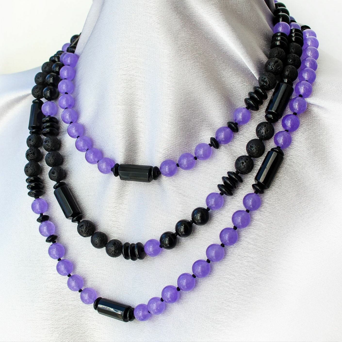 Колье Mia Diva, халцедон, агат, вулканическая лава