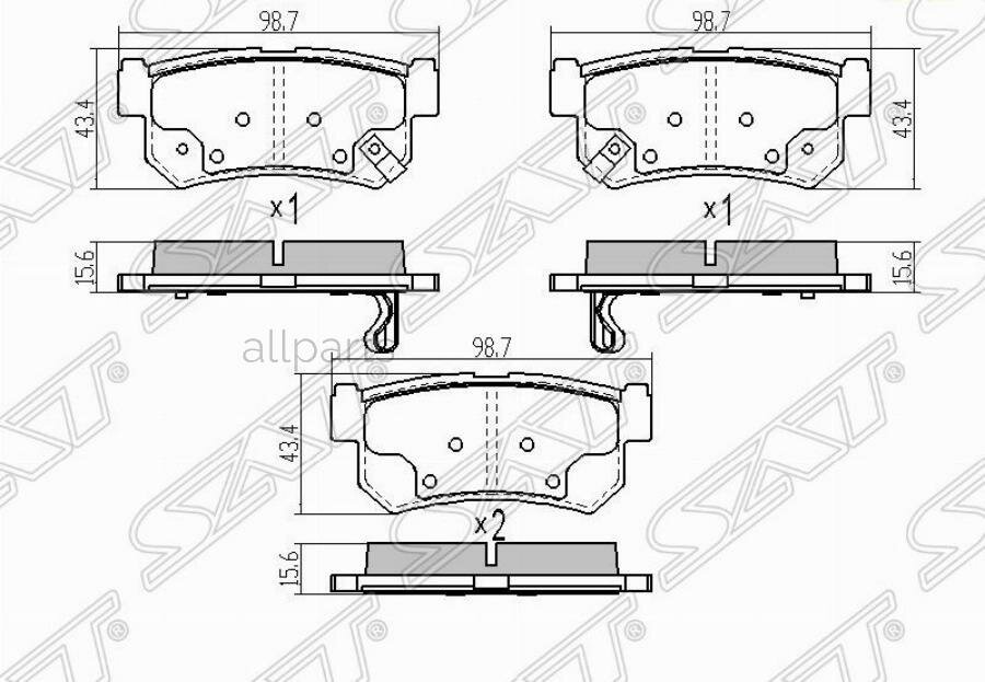 SAT ST-4841305100 Колодки тормозные (Сзади) SsangYong Actyon 05- / Actyon Sports 06-16