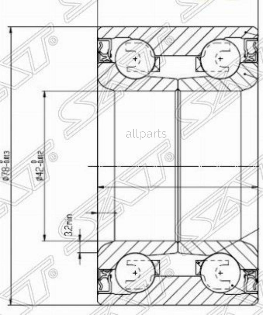 SAT ST-EC01-33-048 Подшипник передней ступицы Ford Escape 00-12 / Maverick 00-07