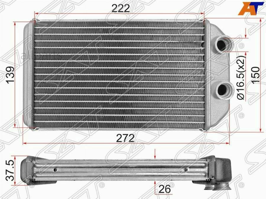 SAT ST-TY27-395-0 Радиатор отопителя салона Toyota Corolla (E100, E110) 91-02 / Carina ED 93-98