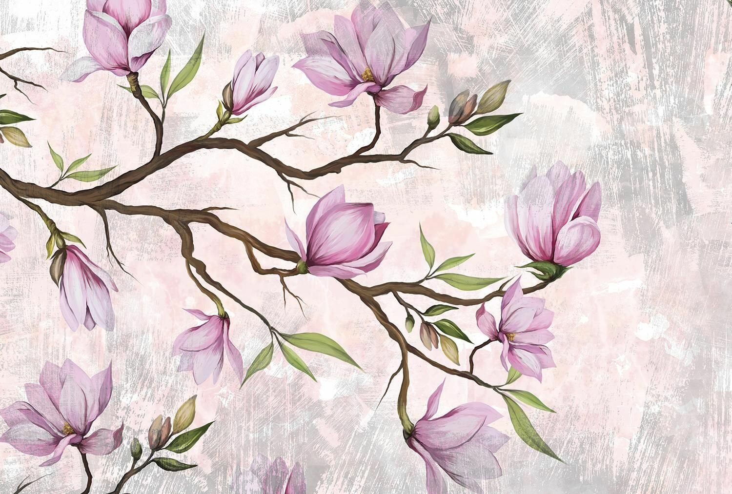 Фотообои/ F-183 Магнолия на бетонной стене 400х270-1Divino