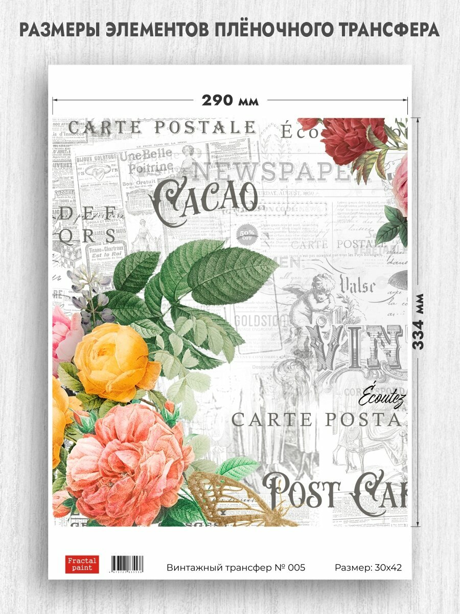 Трансфер для декупажа переводной рисунок для поверхностей винтажный 002 (А3)
