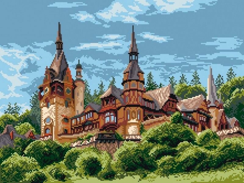 Канва с нанесенным рисунком "Замок в Румынии" размер: 30х40 см, арт. 1899
