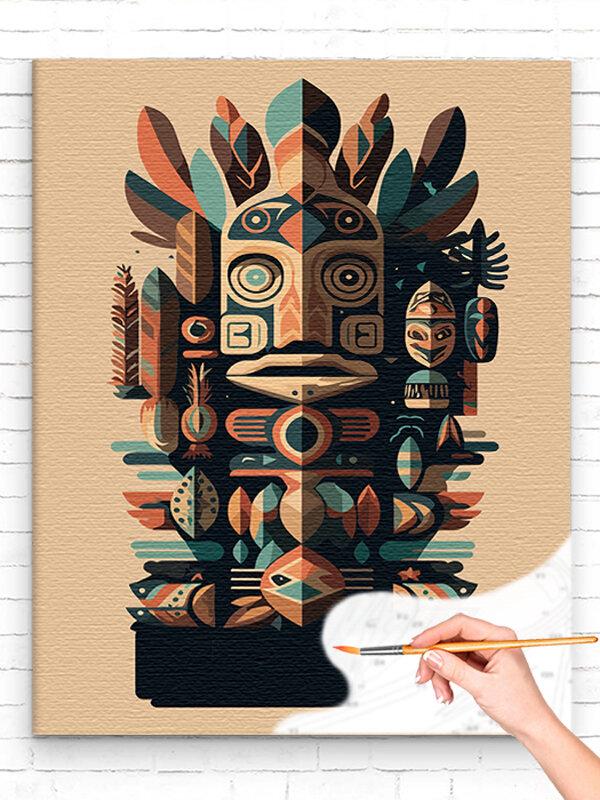 Индейский шаман Боги Интерьерная Африка Орнамент Раскраска картина по номерам на холсте AAAA-C3836