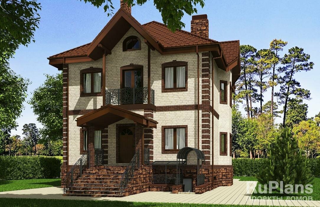 Проект двухэтажного дома с подвалом и гаражом (183 м2, 22м x 10м) Rg5652