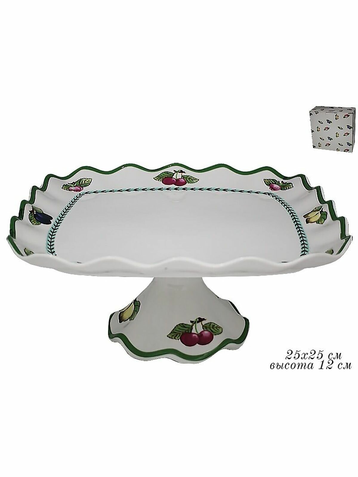 Фруктовница на ножке Lenardi Фрукты, фарфоровая, 25 см