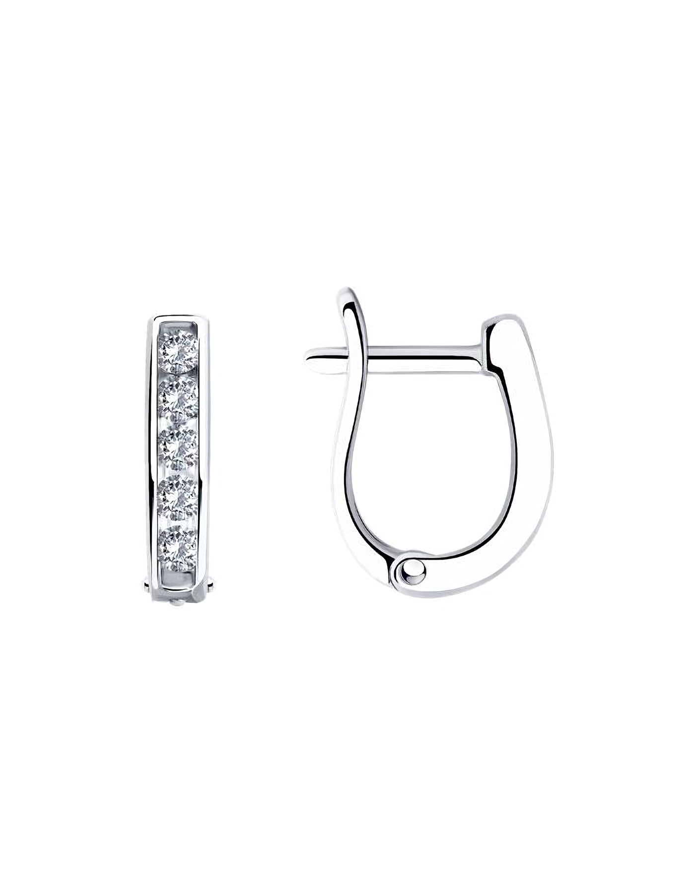 Серьги, серебро, 925 проба, родирование, фианит