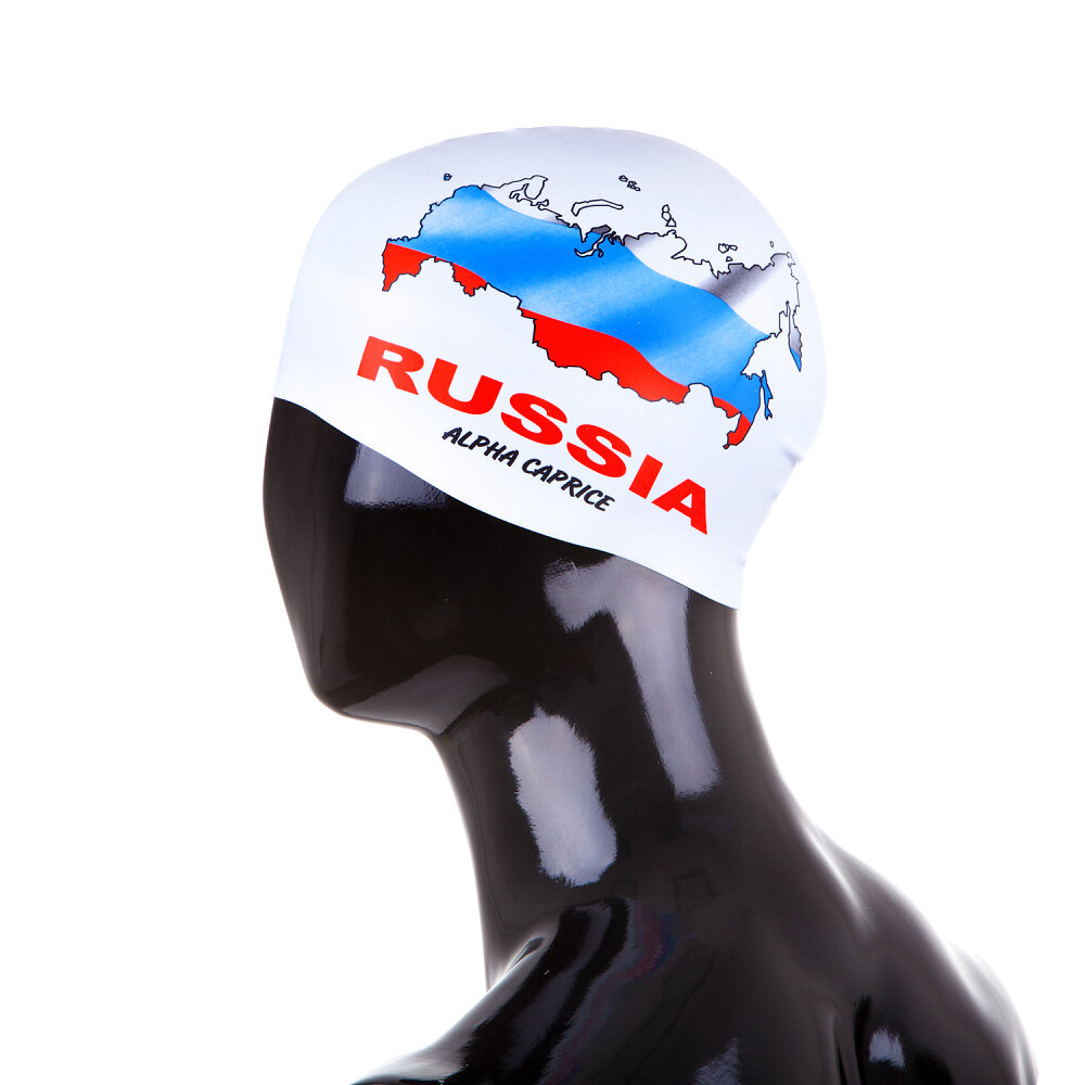 Шапочка для плавания силикон CF-1 c картой России. белая