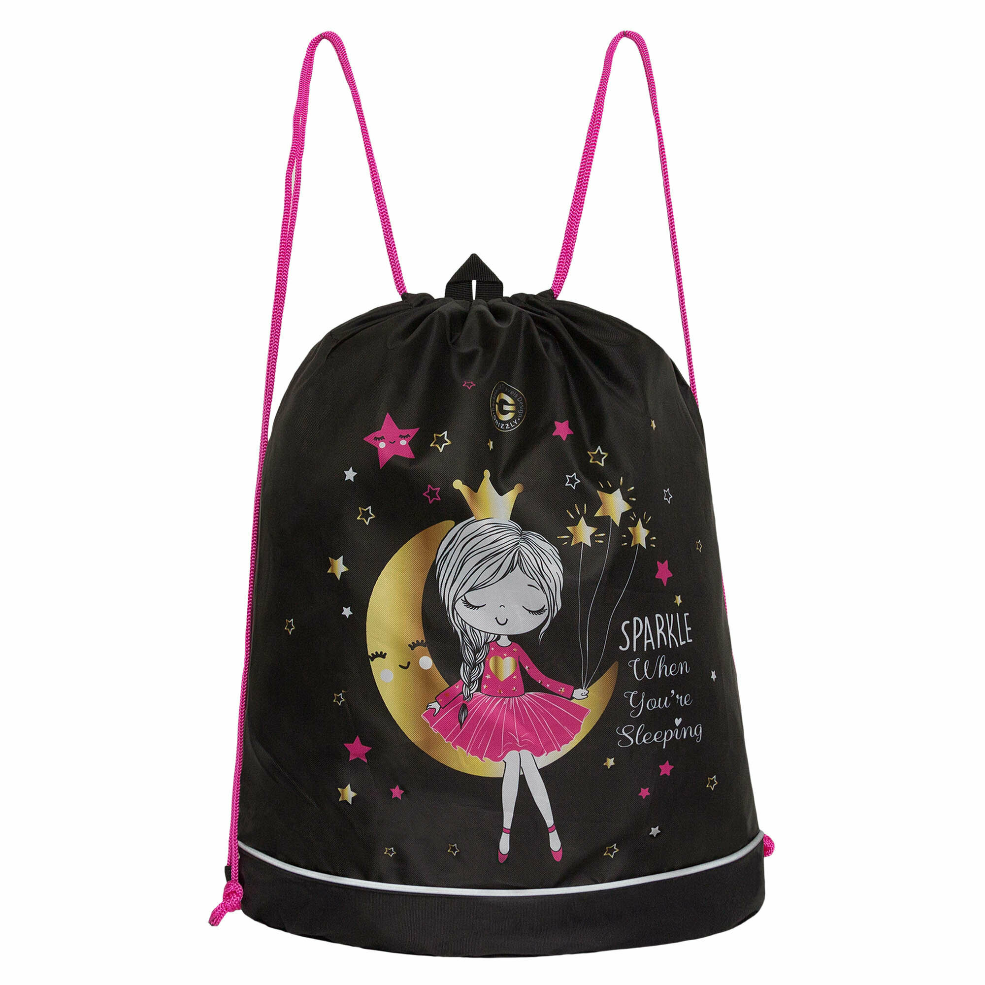 Мешок для обуви GRIZZLY, OM-40-1 черный-фуксия, 38х50х11 см