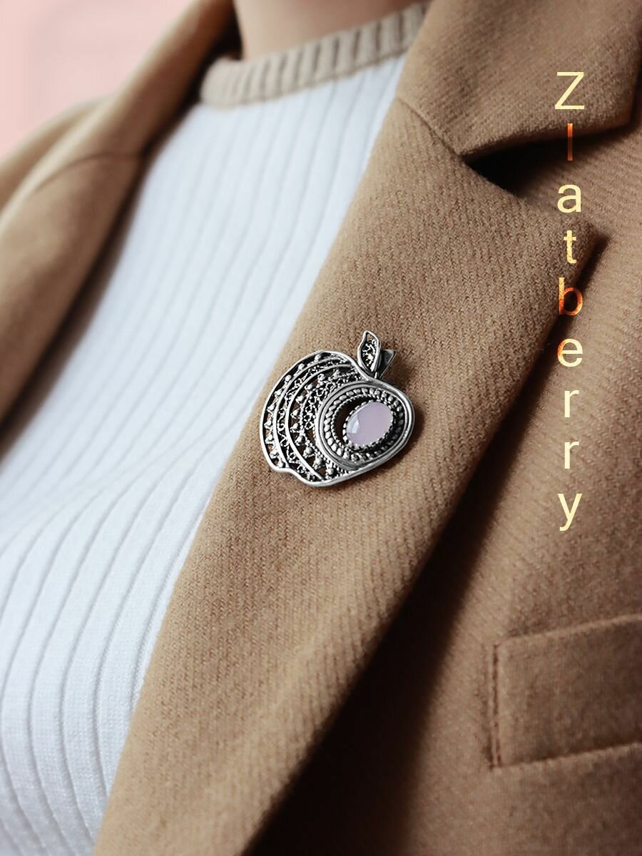 Брошь, серебро, 925 проба, кварц синтетический