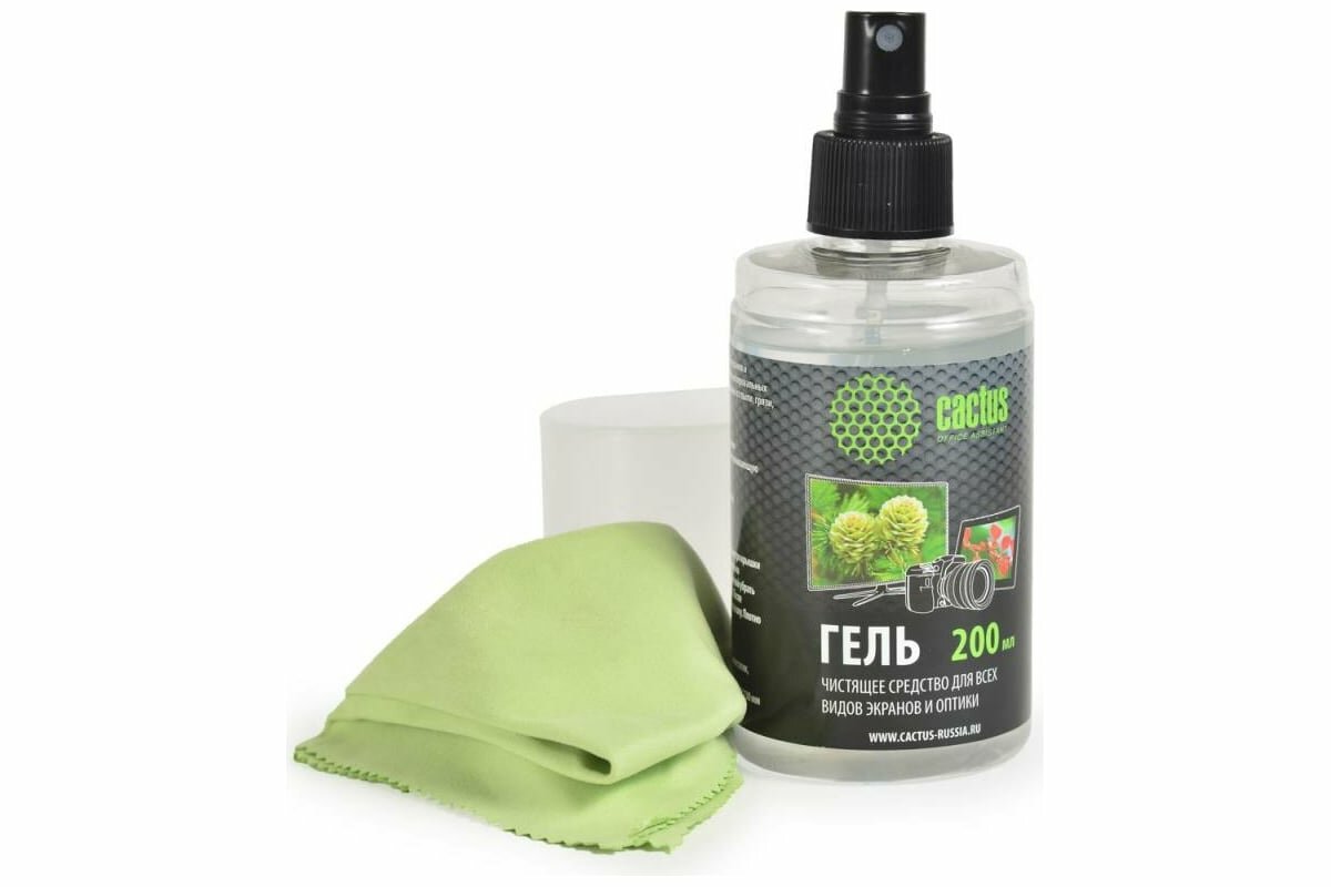 Cactus чистящий набор для экранов и оптикисалфетка и гель 20x23 см, 200 мл, CS-S3004 1шт