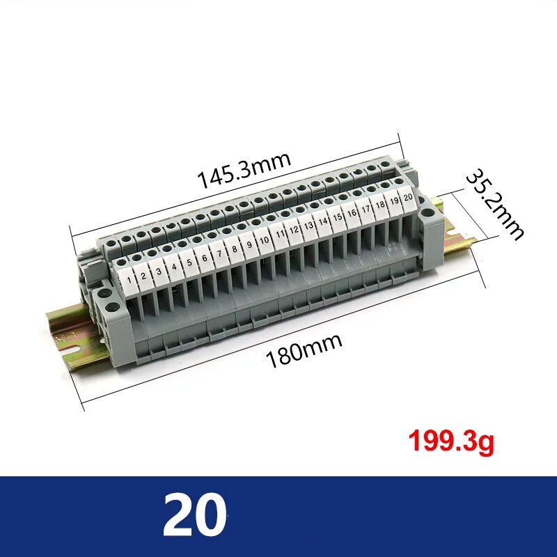 Dealhola UK2.5B серые клеммные блоки для DIN-рейки 20-Postitions
