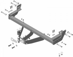 Фаркоп Motodor для Toyota HILUX, 2015- н. в, JAC T6 2019- н. в, Sollers ST6 (оцинк. Шар)(паспорт и сертификат в комплекте)(без электрики) 92507-FE