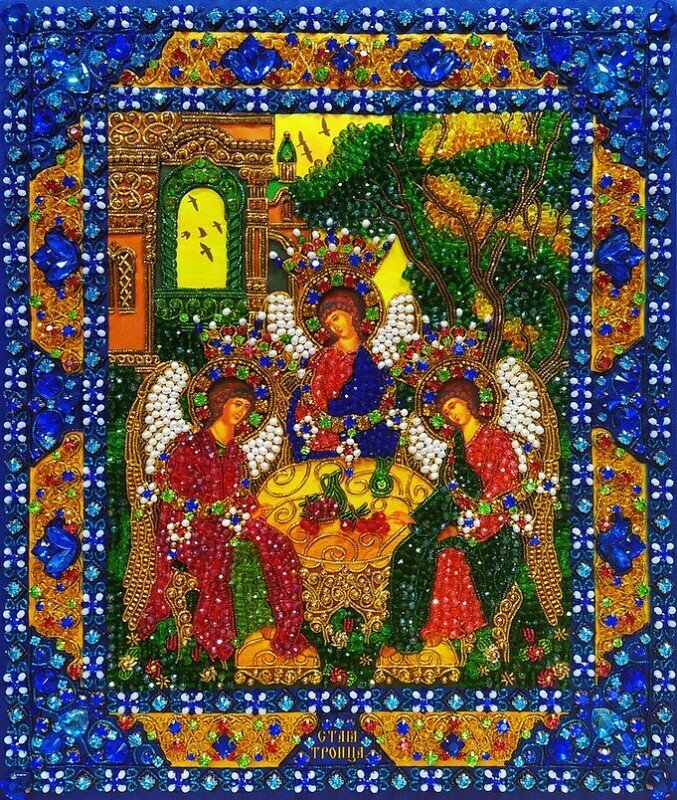 Набор для вышивания Хрустальные грани #И-12 Святая Троица, Вышивка бисером, 33.5 х 39 см