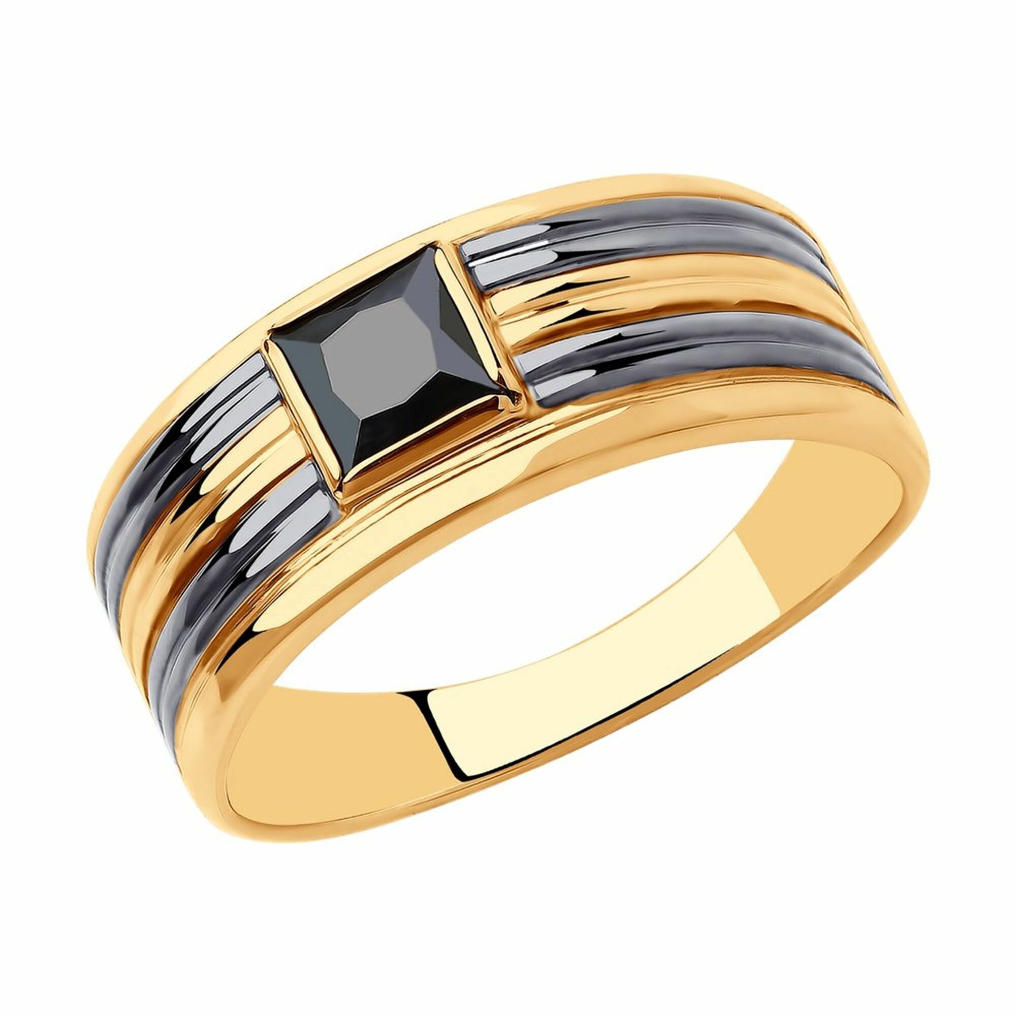 Печатка, красное золото, 585 проба, фианит