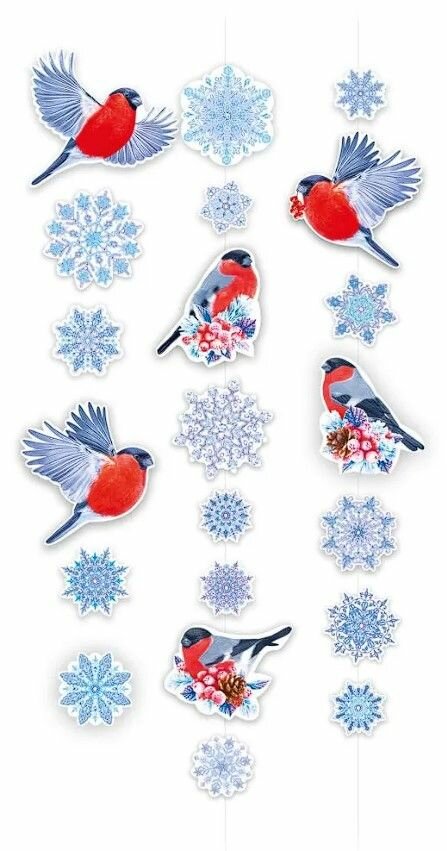 Растяжка на нитке "Зима в лесу", рис. двусторонний, нить 350см, 21 элемент