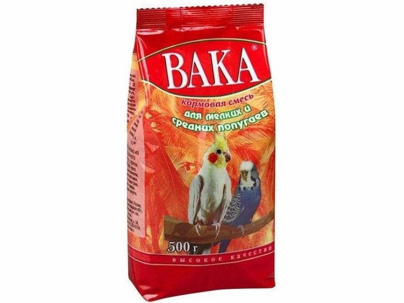 Вака "Высокое Качество" сухой корм для мелких и средних попугаев, 0.5 кг 0.5 кг