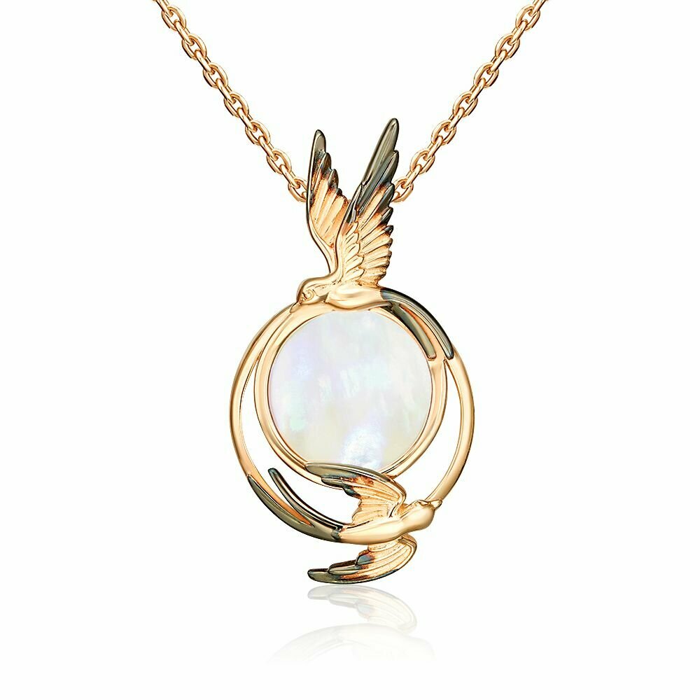 Подвеска, красное золото, 585 проба, перламутр