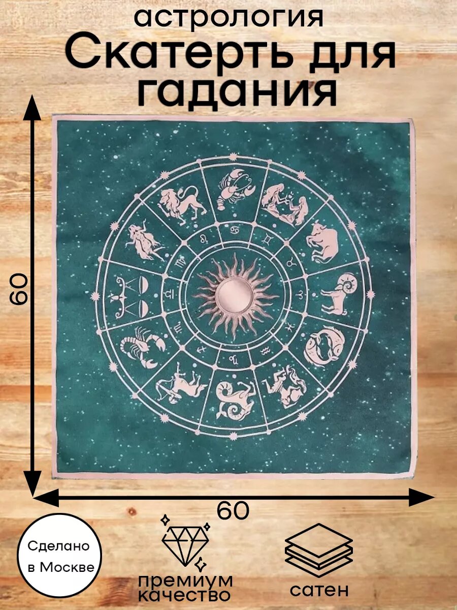Скатерть алтарная для гадания Астрология бирюзовая