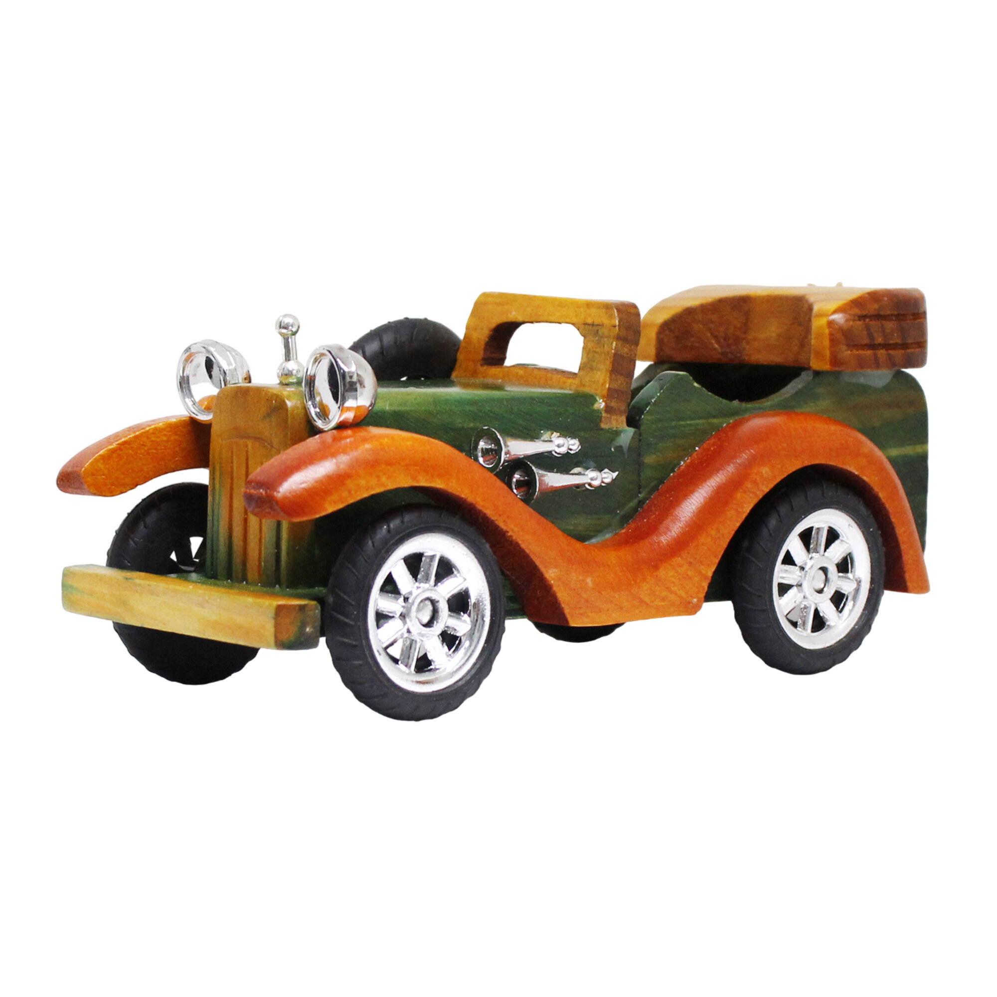 Деревянная машинка "Ретро кабриолет, зеленая", (Ручная работа)