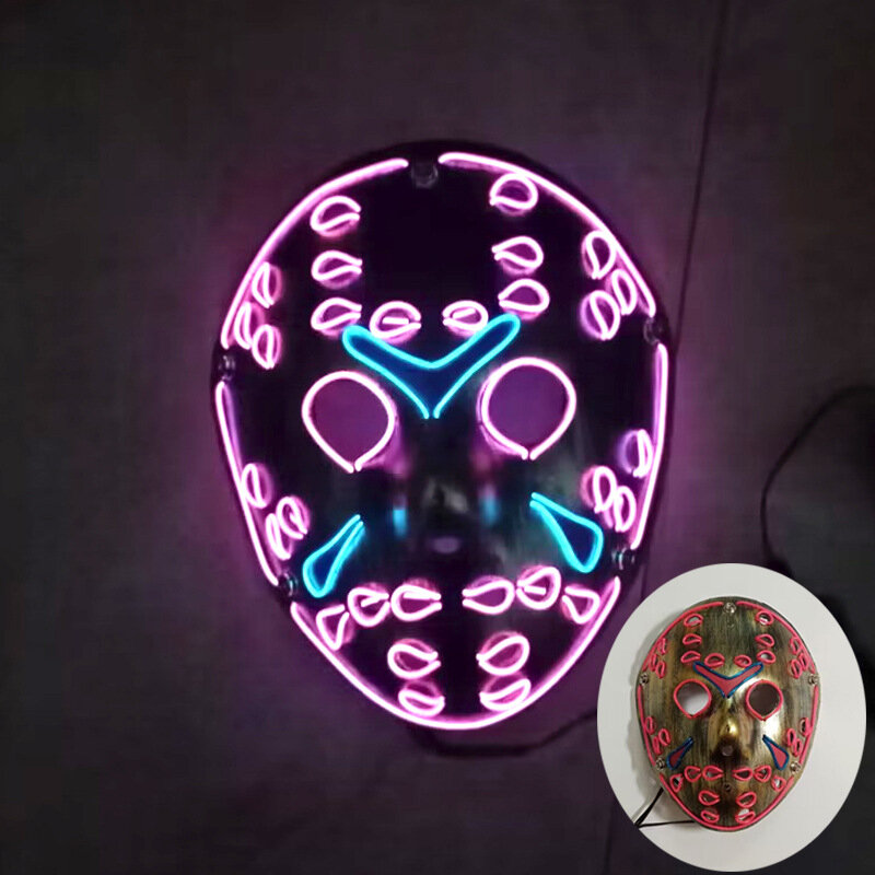 Маска "Трансграничный Хэллоуин", светодиодная, светящаяся, золотая