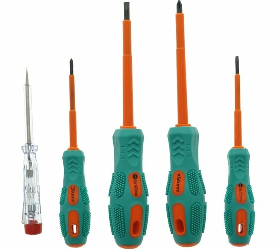 Набор диэлектрических отверток 5шт. Sturm, цвет отверток голубой, в комплекте кейс, сделаны из прочных материалов
