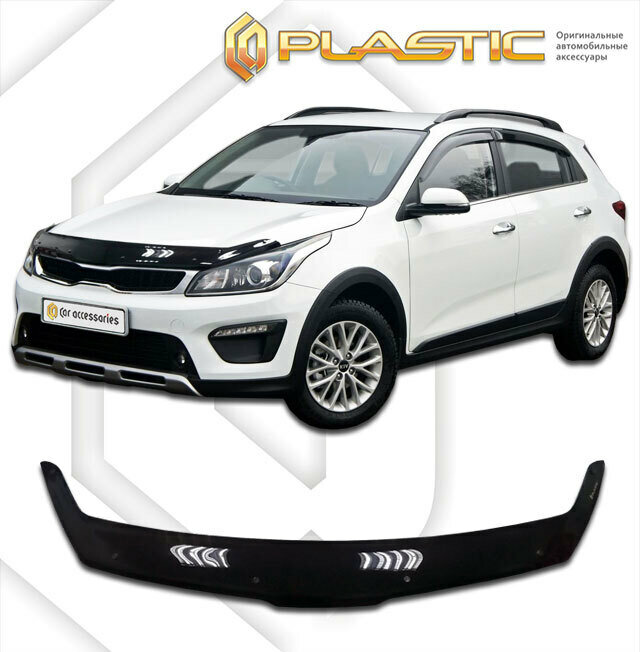 Дефлектор капота Kia Rio X-Line 2017-2020 Черный глянцевый СА Пластик