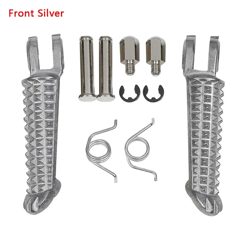 Подножки для мотоцикла, подножки, задние передние для Yamaha YZF R1 Серебряный, Front Silver