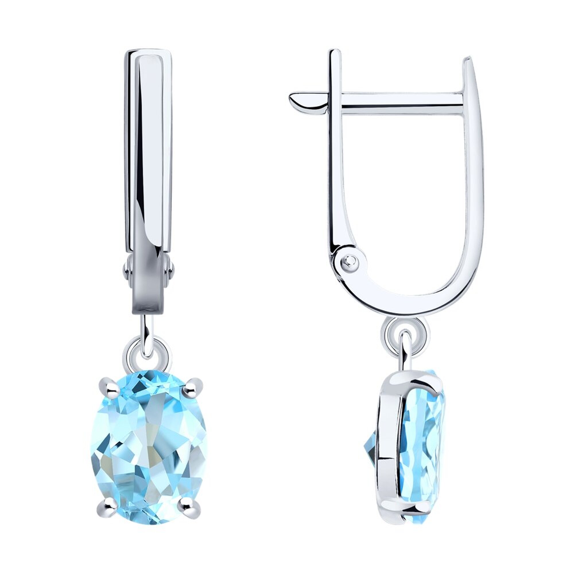 Серьги, серебро, 925 проба, родирование, топаз