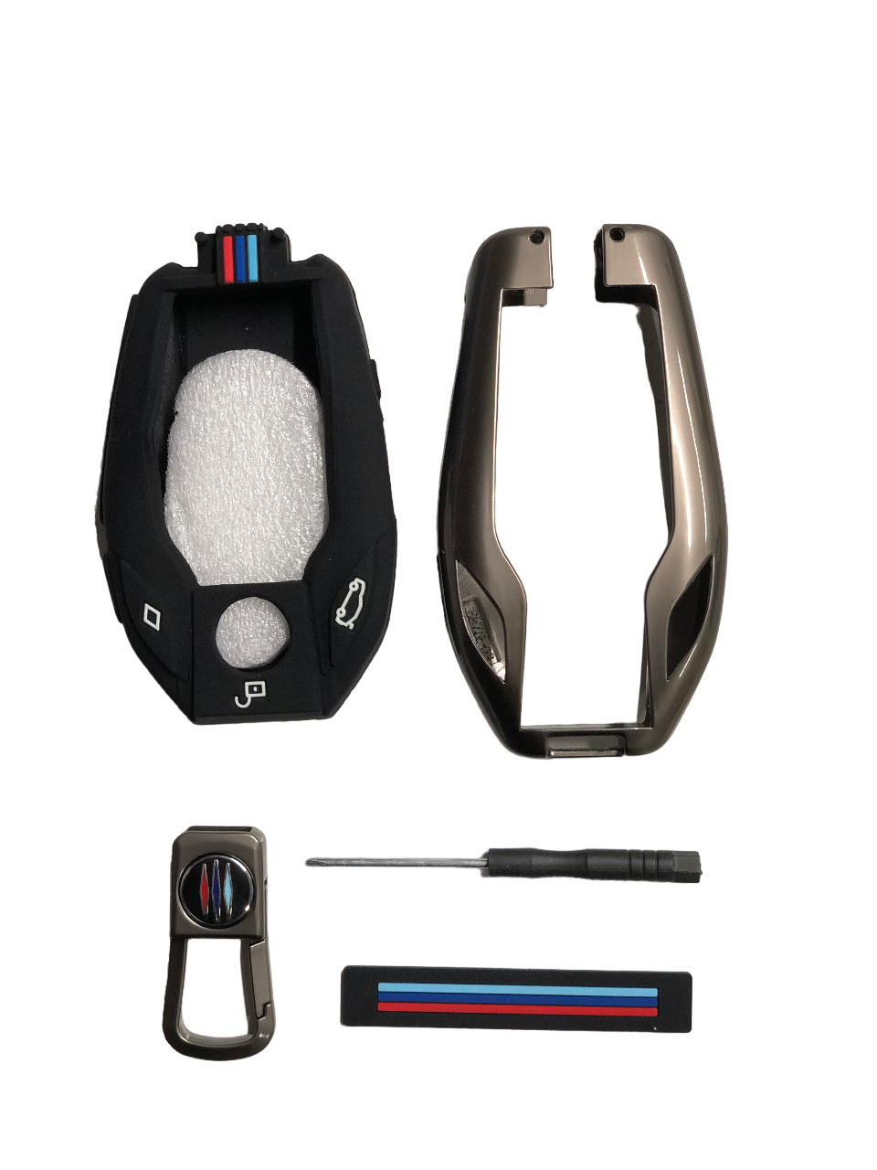 Чехол BGT для автомобильного ключа BMW (БМВ), силикон, алюминий, влагозащитный, ударопрочный, черный