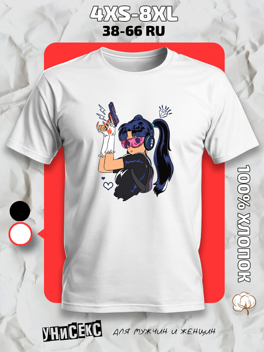 Футболка с принтом девушка в очках