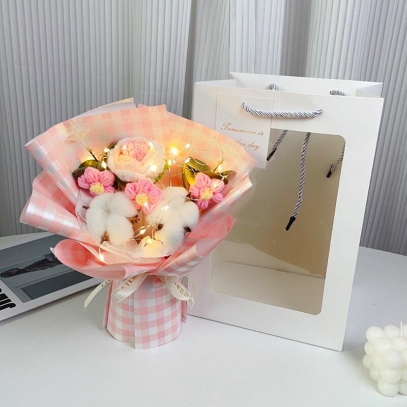 Вязаный букет цветов, Розовый