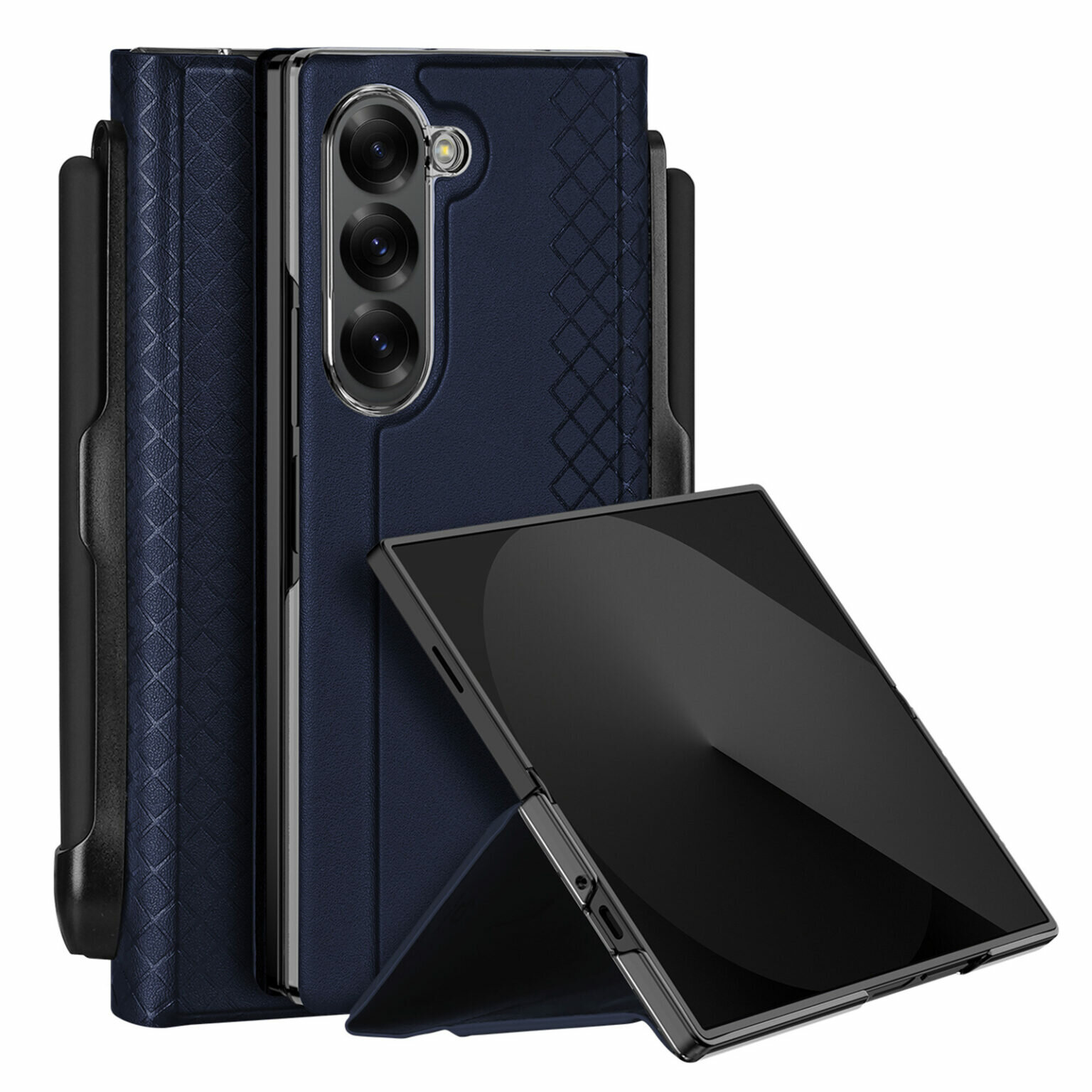 Чехол из искусственной кожи серии с держателем для ручки для Samsung Galaxy Z Fold 6 5G Синий