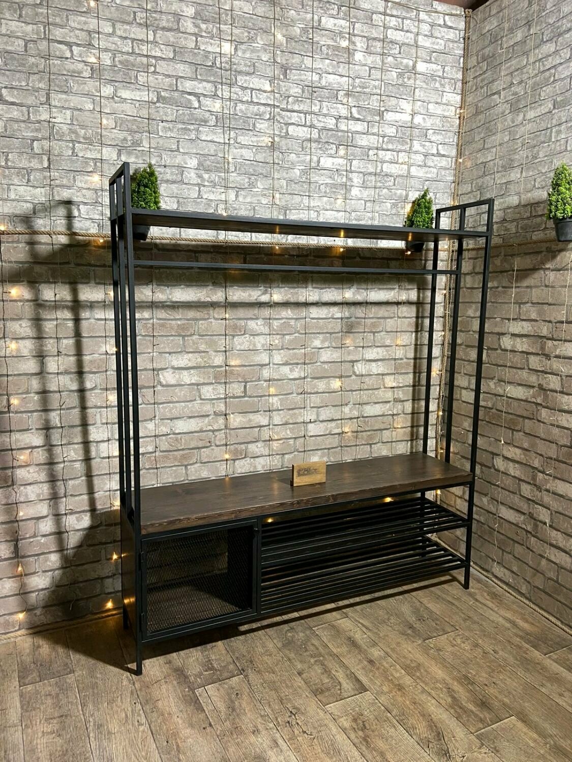 Гардеробная "EasyLOFT" в стиле лофт, обувница, вешалка, 168х40х195 см.