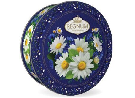 Печенье REGNUM ромашка печенье сдобное ассорти с сахарной обсыпкой, яблоком/корицей, розмарином /жесть/ 400г