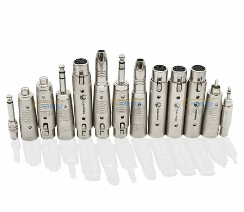 Переходник XLR(M) 3pin - RCA(F), для инструментального и аудио оборудования, серебристый — фото 1