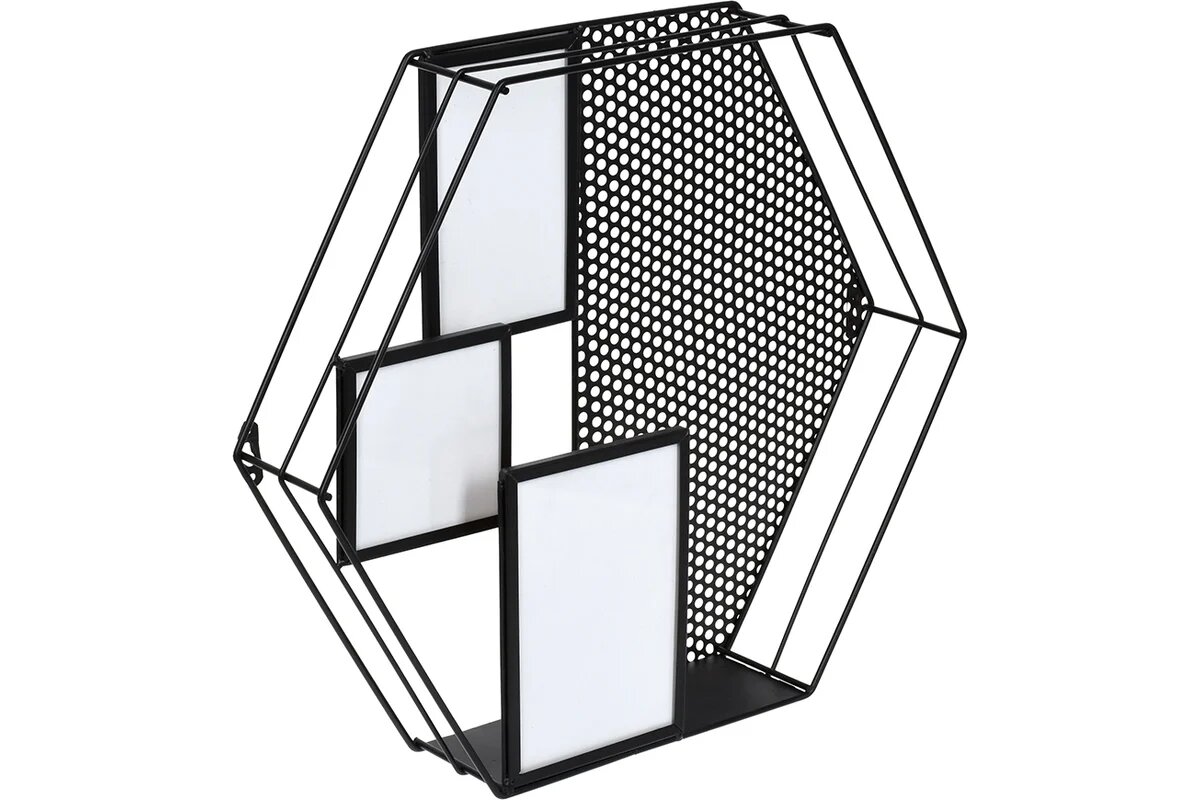 QWERTY Шестигранник подвесная полка черная 46x8x40 см модель 73847 для стильного интерьера