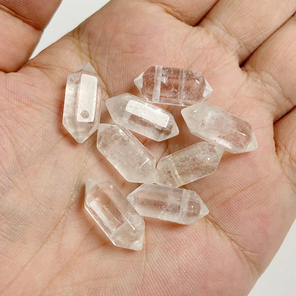 Бусины из амазонита Rainagem 9x20-22 мм зеленые 5PCS, Style.7 Clear Quartz