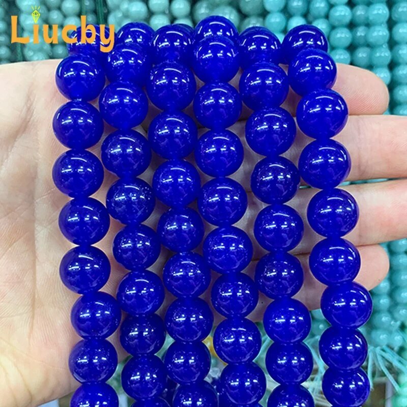 Натуральный камень халцедон темно-синий для ювелирных изделий 4mm-about 92pcs