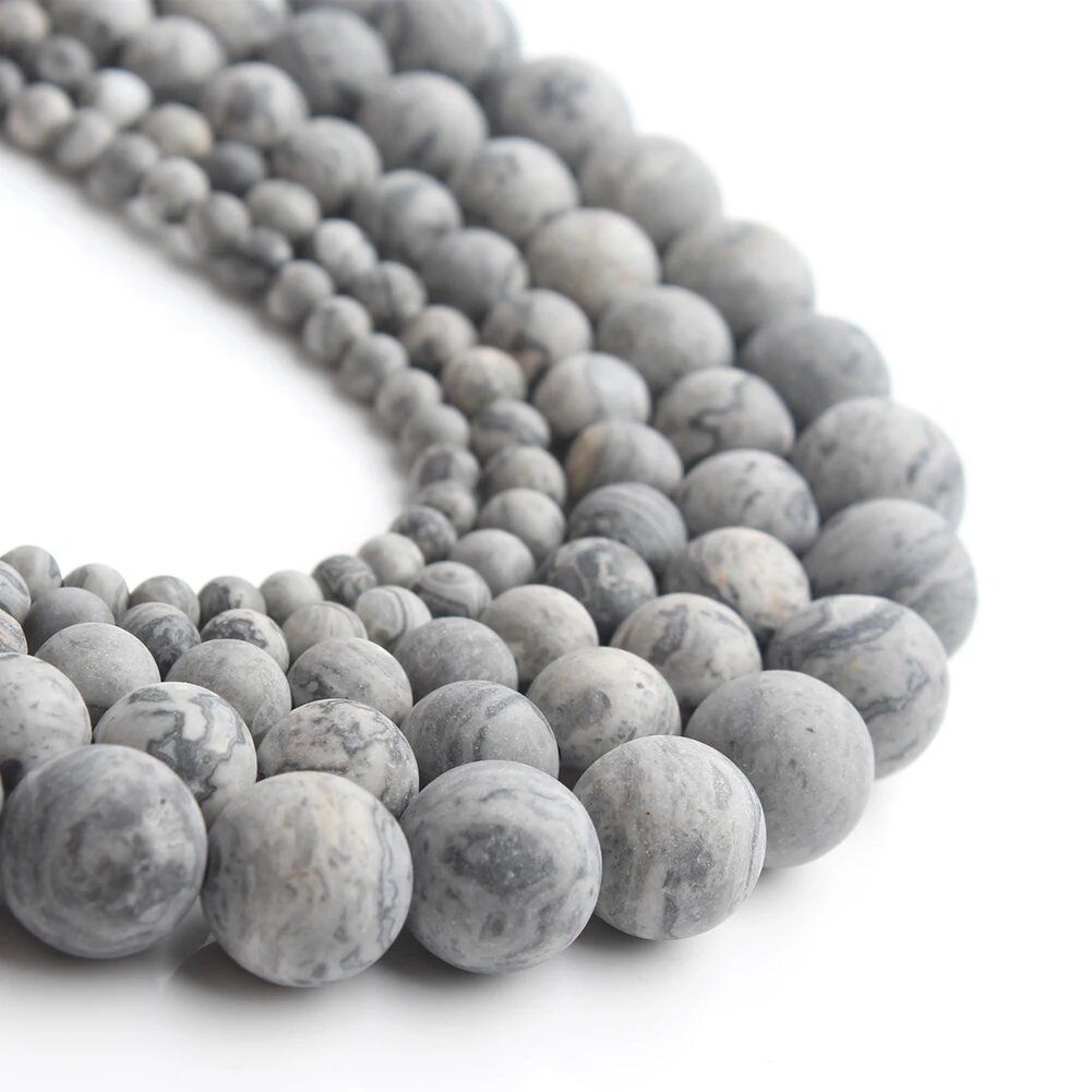 Бусины Agata Picasso Howlite Quartz 4/6/8/10/12 мм Серый, 8mm 46pcs, 38-Gray Map Beads