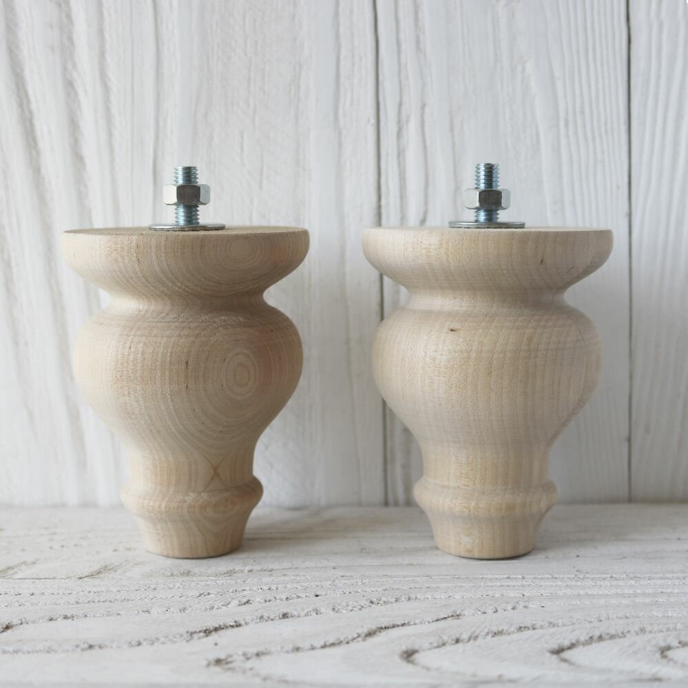 Деревянные мебельные ножки из берёзы для диванов, шкафов, кресел, тумб / высота 100 мм / с креплением