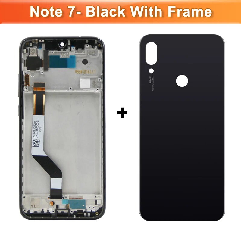 6,3 "для Xiaomi Redmi Note 7, ЖК-дисплей + рамка с сенсорным преобразователем в сборе для Redmi Note 7 Pro, экран M1901F7G M1901F7H BlackFrame add cover