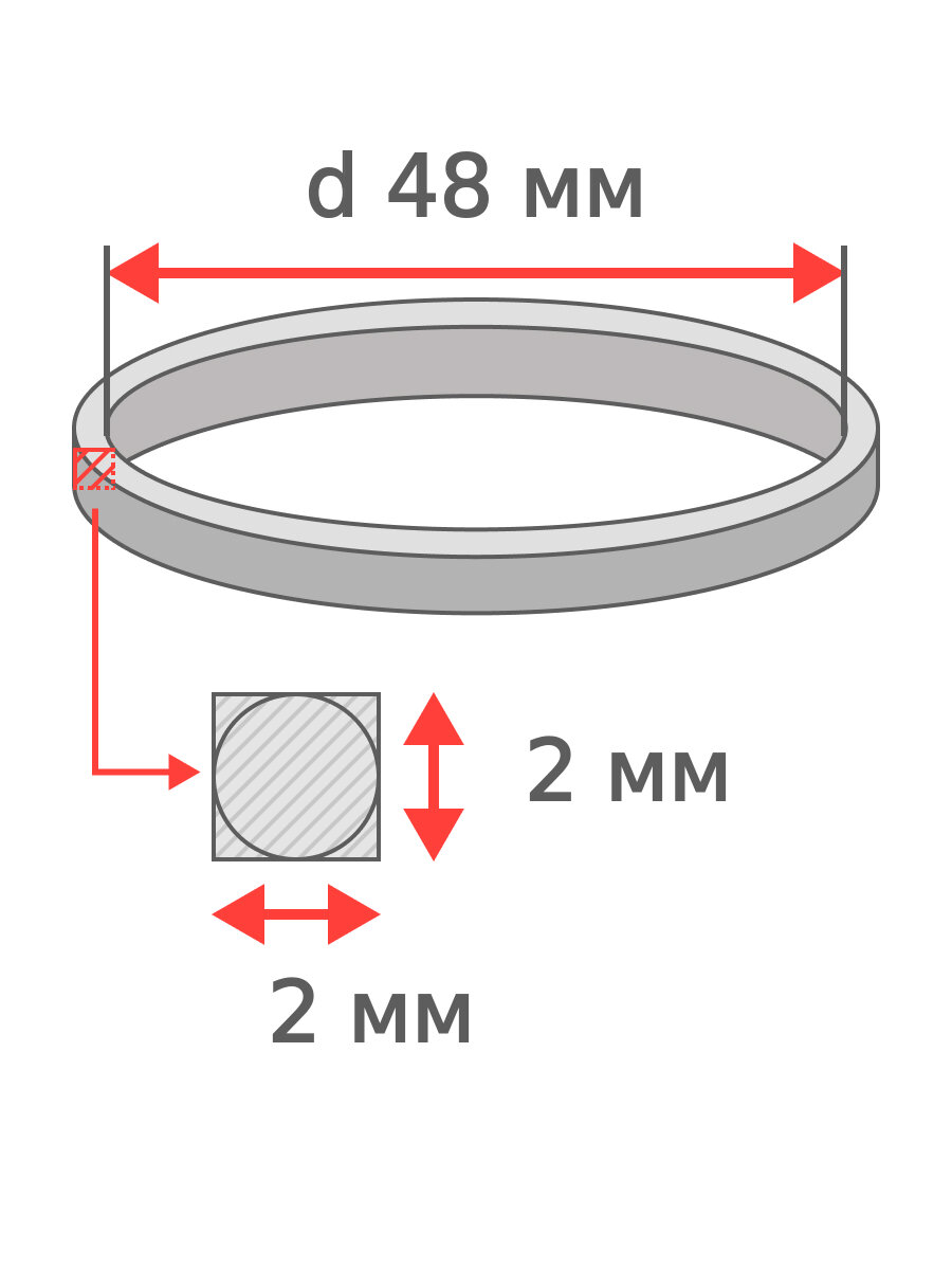 Пассик резиновый 48*2.0*2.0, L/2-полудлина 75мм, универсальный