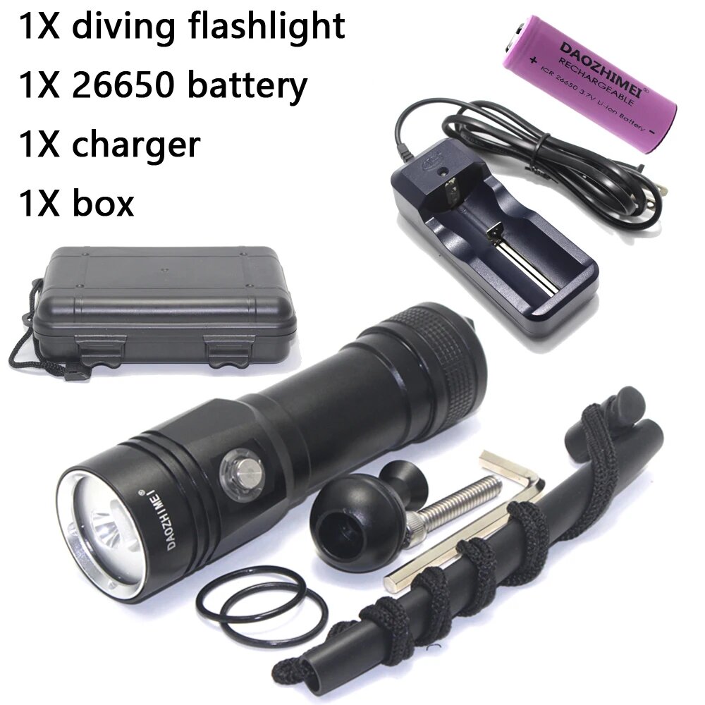 DAOZHIMEI Подводный светодиодный фонарь 3000 люмен черный E